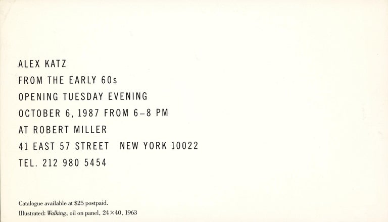 Alex Katz - Alex Katz Robert Miller gallery 1987 (announcement card) at ...