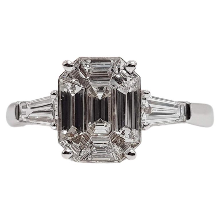 Alex Kou 1.2 Carat Diamond Invisible Setting Three Stone Engagement ...