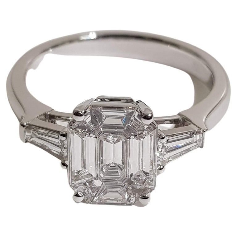 Alex Kou 1.2 Carat Diamond Invisible Setting Three Stone Engagement ...