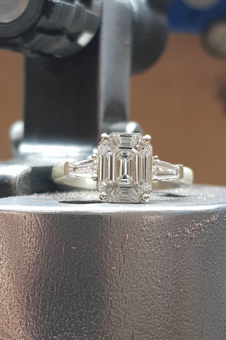 Alex Kou 1.2 Carat Diamond Invisible Setting Three Stone Engagement ...