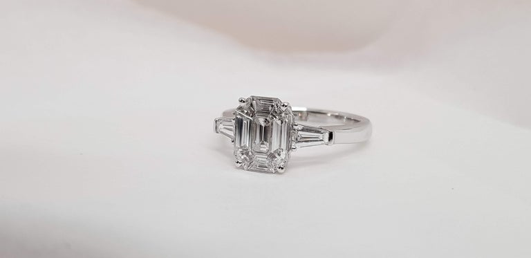 Alex Kou 1.2 Carat Diamond Invisible Setting Three Stone Engagement ...