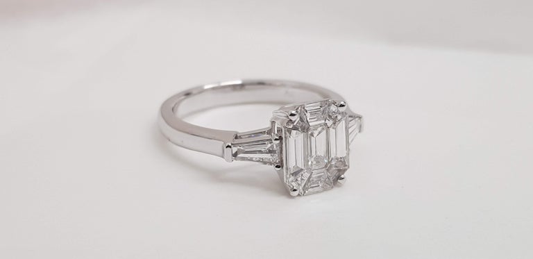 Alex Kou 1.2 Carat Diamond Invisible Setting Three Stone Engagement ...