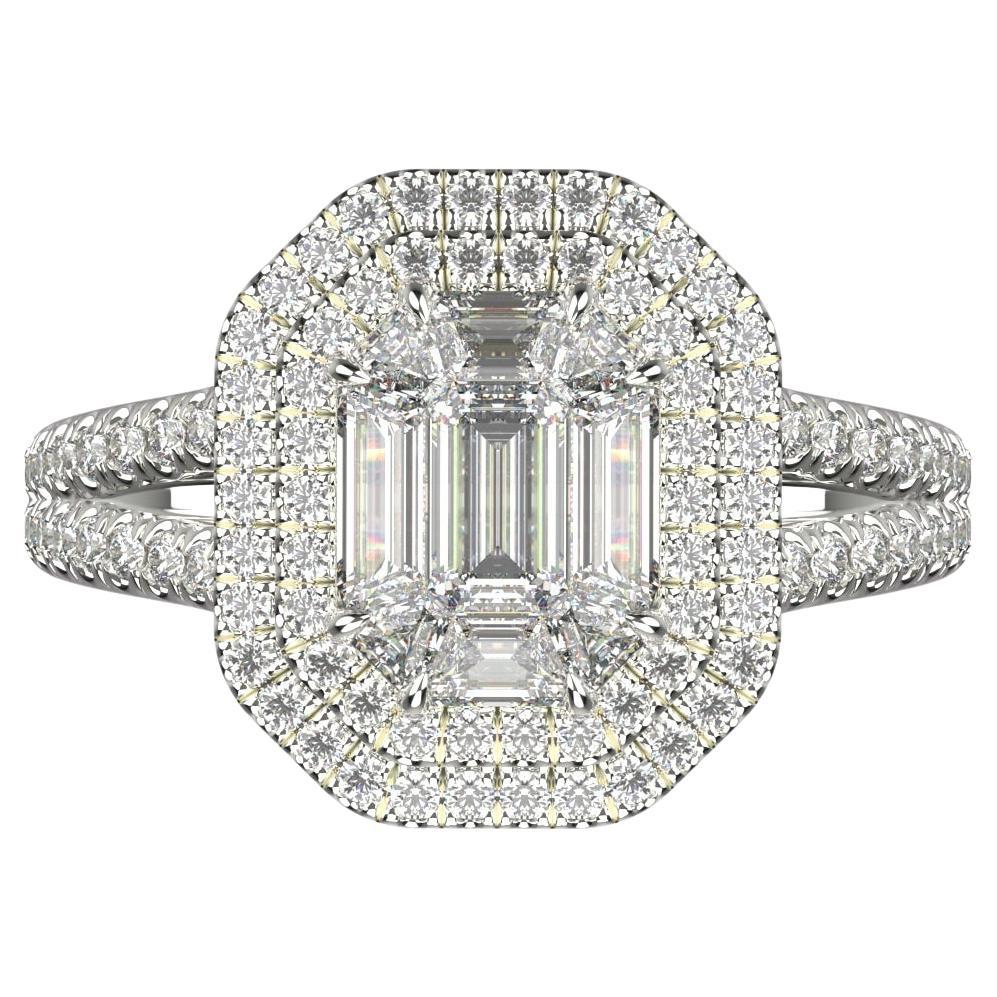 Alex Kou Invisible Setting 2.5 Carat Emerald White Diamond Look ...