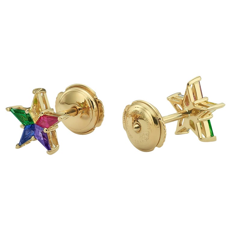 Alex Kou Rainbow Gems Star Stud Earrings For Sale at 1stDibs