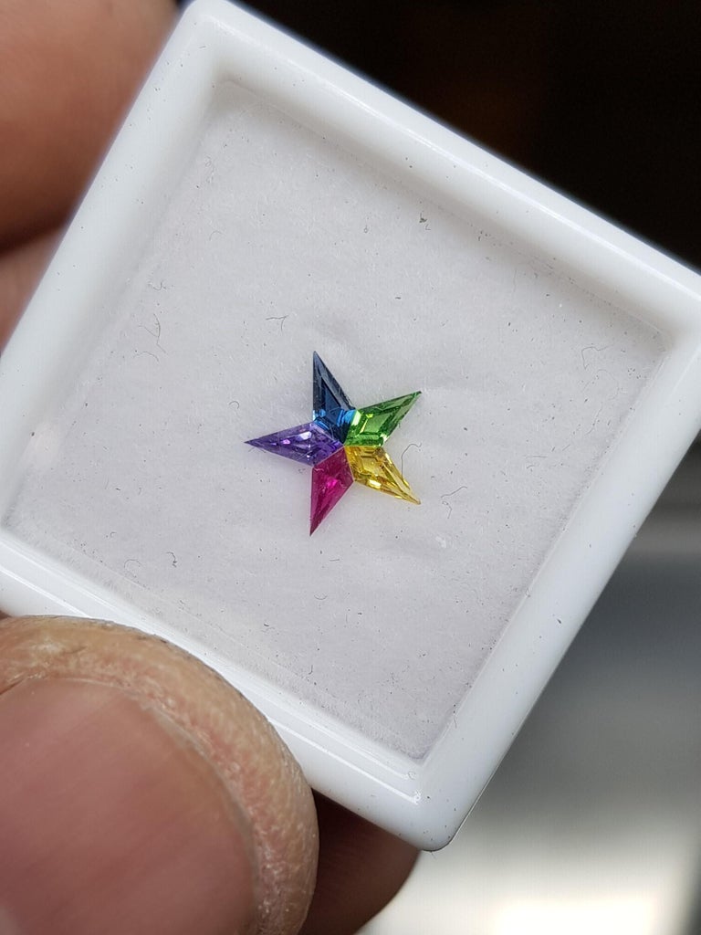 Alex Kou Rainbow Gems Star Stud Earrings For Sale at 1stDibs