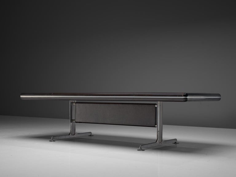 Alex Linder Black Leather Conference Table, 1970s For Sale at 1stDibs
