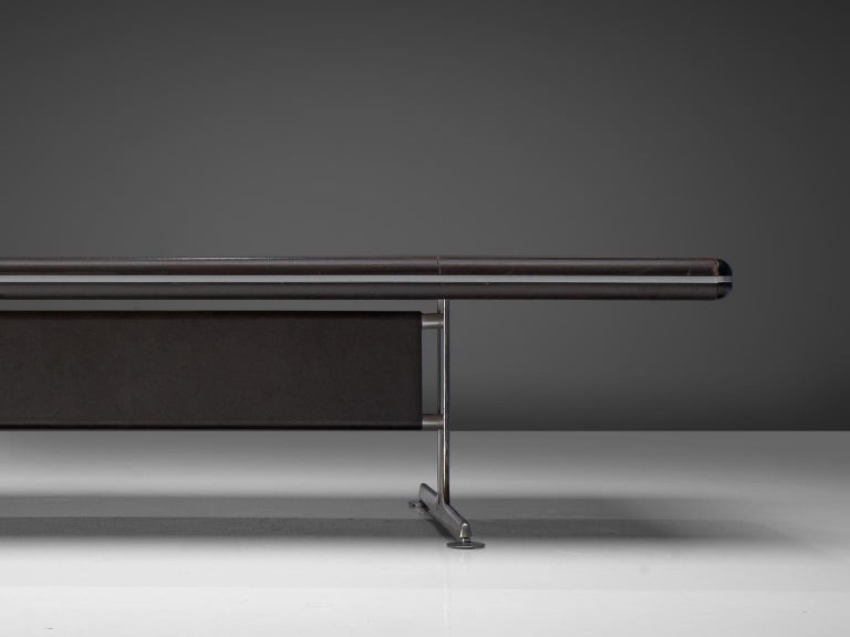 Alex Linder Black Leather Conference Table, 1970s For Sale at 1stDibs