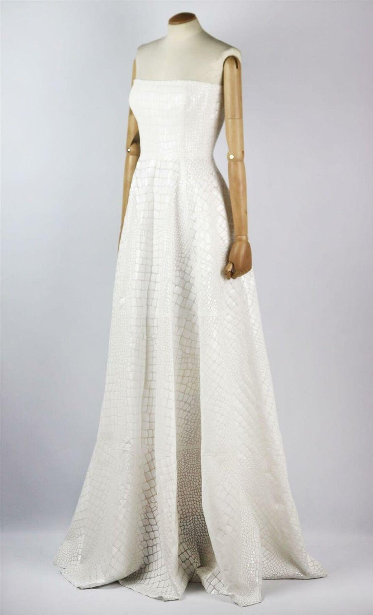 Alex Perry Adams Strapless Croc Effect Crepe Gown For Sale at 1stDibs ...