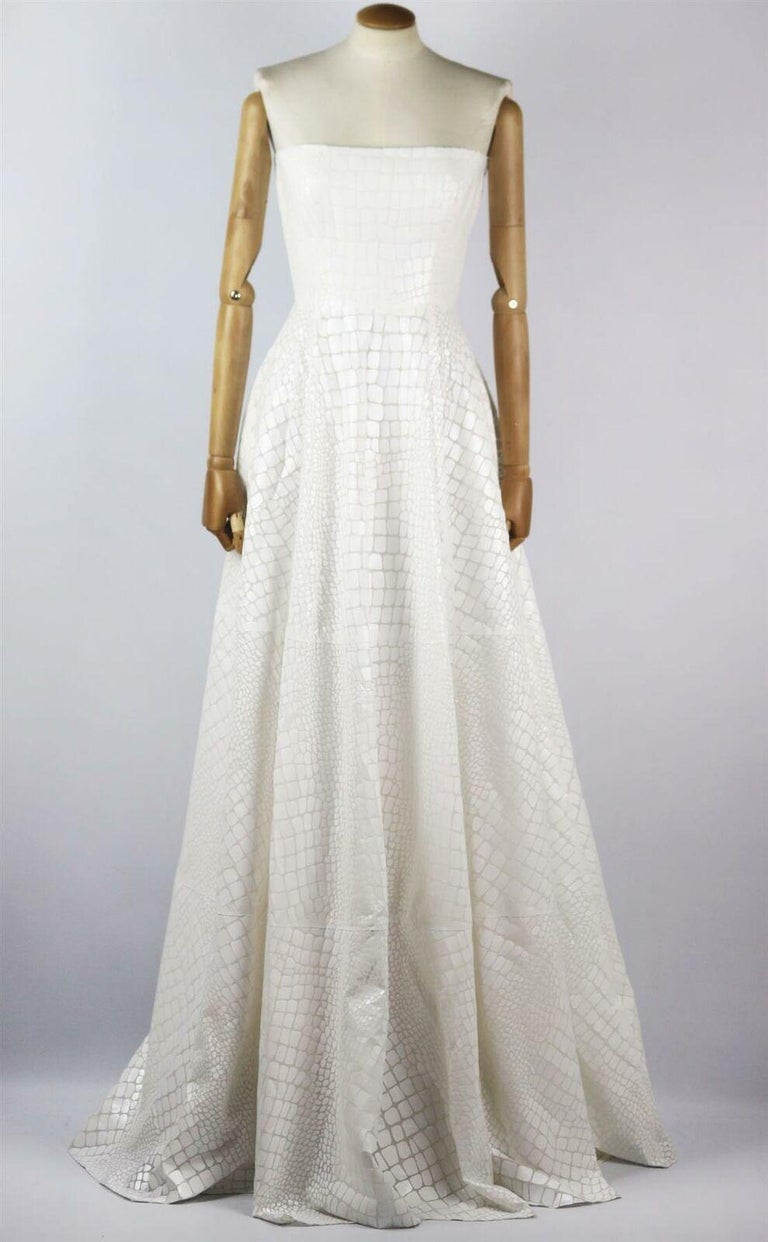 Alex Perry Adams Strapless Croc Effect Crepe Gown For Sale at 1stDibs ...