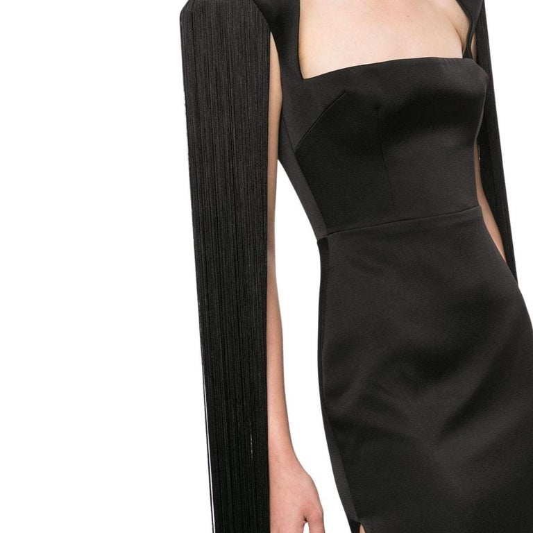 Alex Perry Dallas Fringed-Sleeve Gown For Sale at 1stDibs