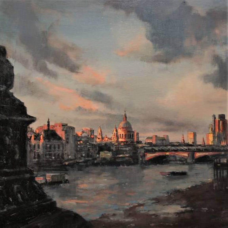 Alex Rennie - Sundown (Southbank), Alex Rennie, Oil on board, Original ...