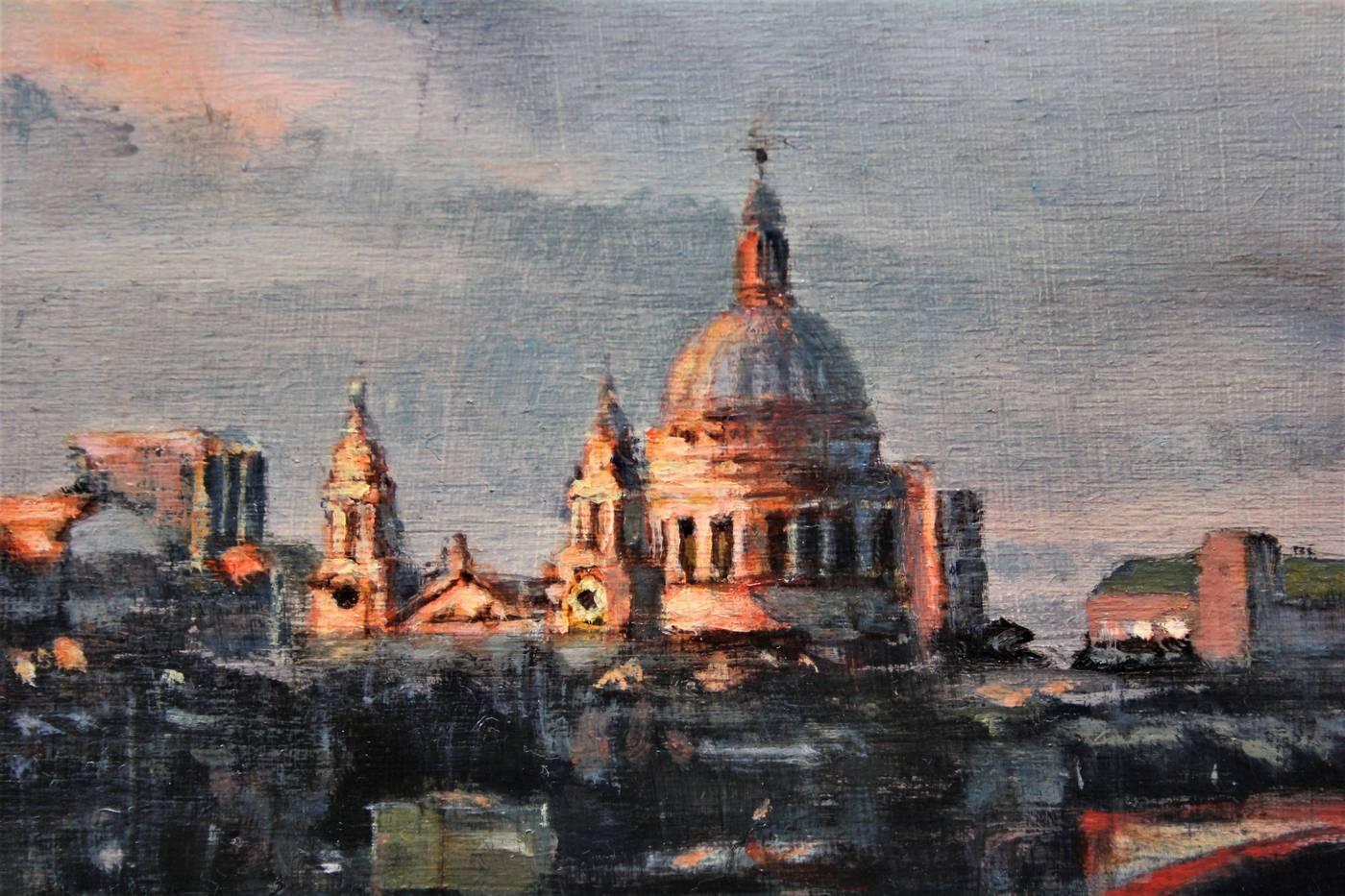 Alex Rennie - Sundown (Southbank), Alex Rennie, Oil on board, Original ...