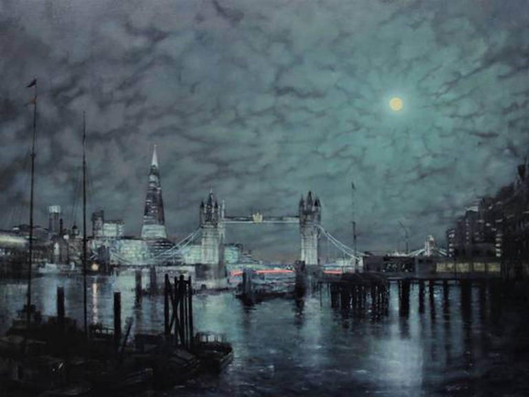 Alex Rennie - Tower Bridge Nocturne, Alex Rennie, Original art, Oil on ...