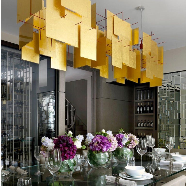Alex Schmid '1000 Karat Blau' Gold Leaf Suspension Lamp for Ingo Maurer ...