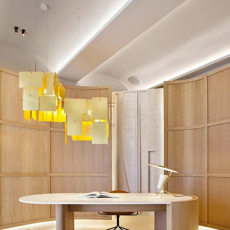 Alex Schmid '1000 Karat Blau' Gold Leaf Suspension Lamp for Ingo Maurer ...
