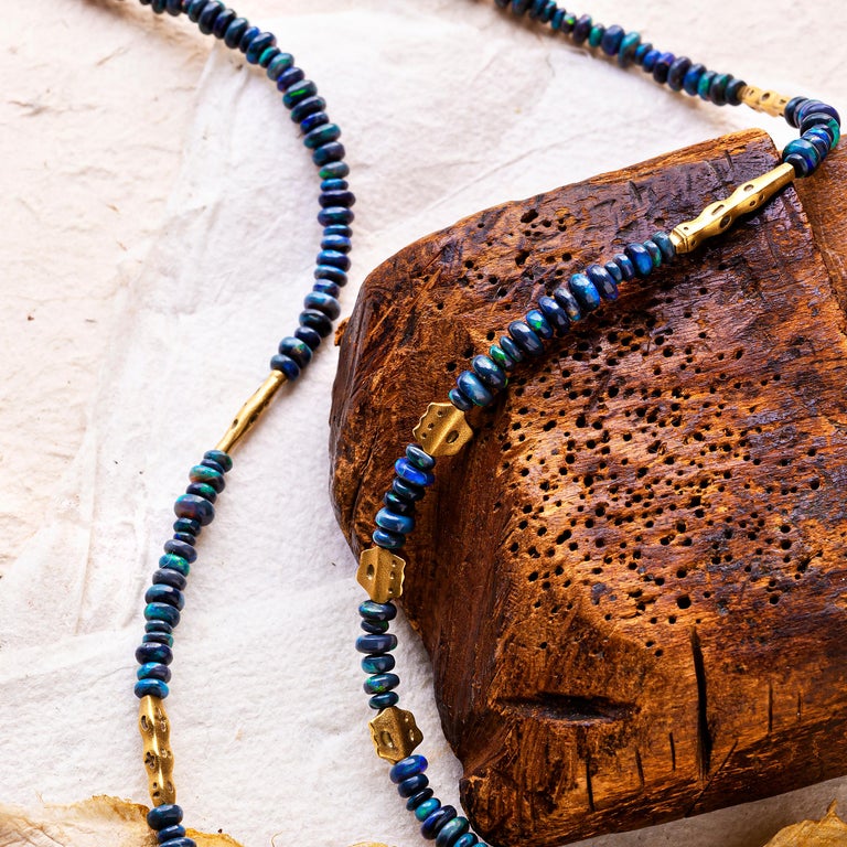 Alex Sepkus 18 Karat Gold Flora Necklace with Australian Black Opal ...