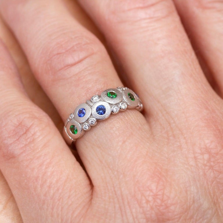 Customizable Alex Sepkus Candy Dome Ring With Blue And Purple Sapphires In Platinum For Sale