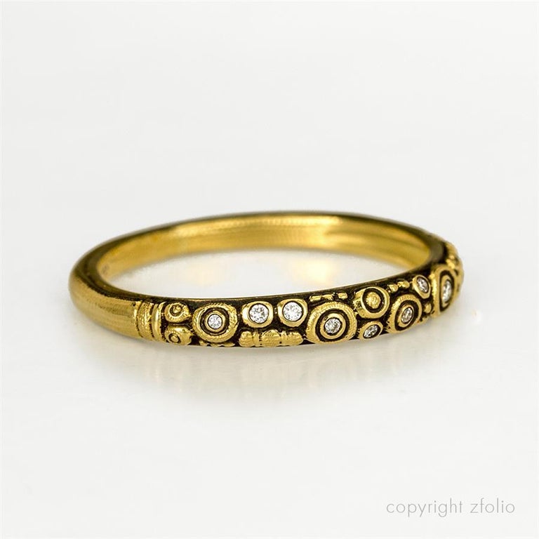 Customizable Alex Sepkus "Circle Dome" Band Ring with White Diamonds in ...