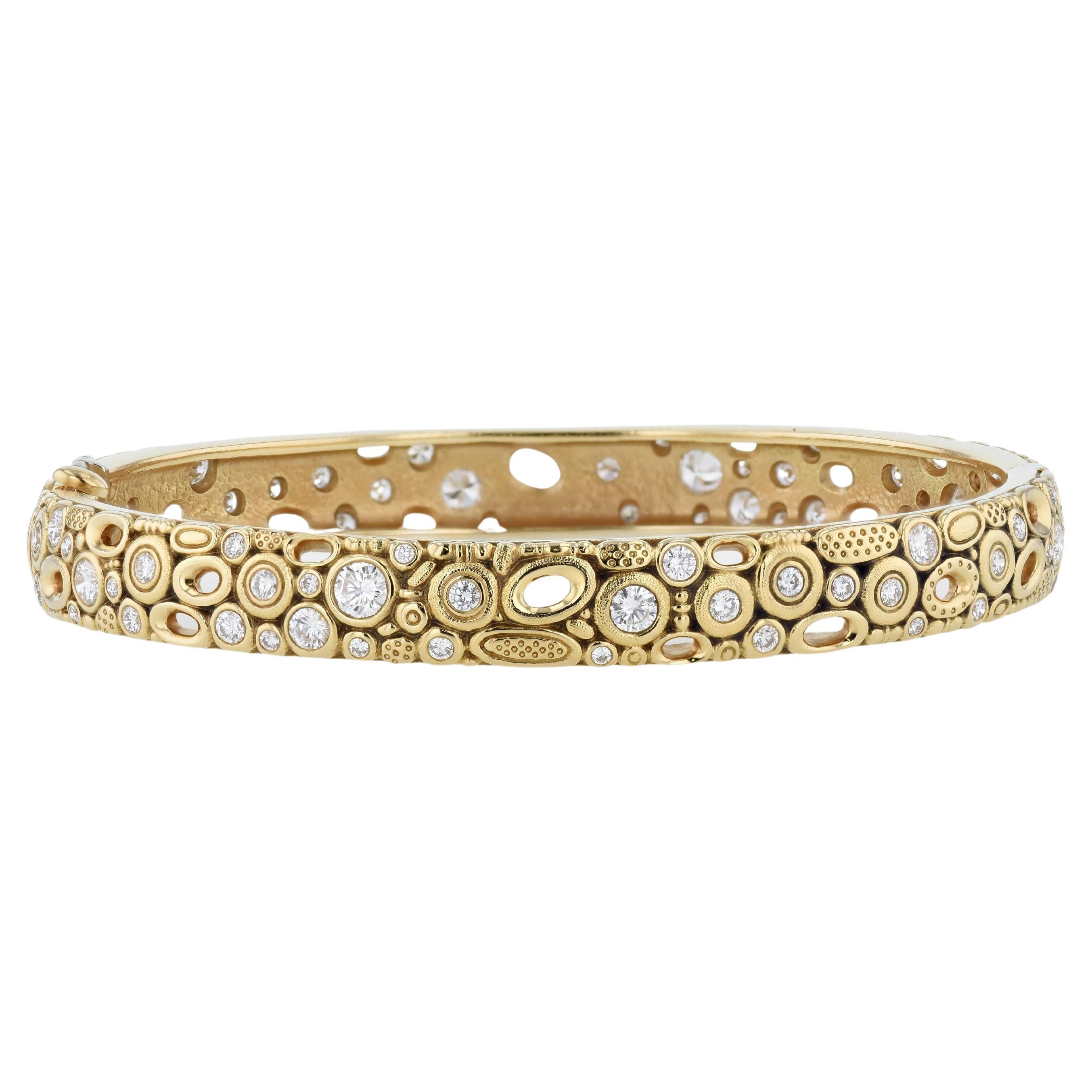 Alex Sepkus Diamond Open Ovals Estate Bangle Bracelet For Sale at 1stDibs