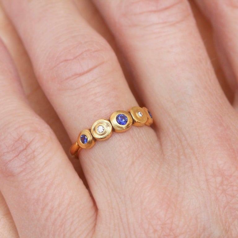 Customizable Alex Sepkus "Five Seed" Dome Ring with Blue Sapphire and ...