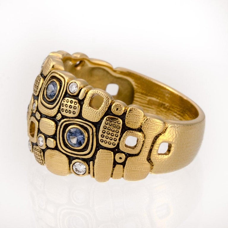 Customizable Alex Sepkus "Little Windows" Dome Ring with Blue Sapphires ...