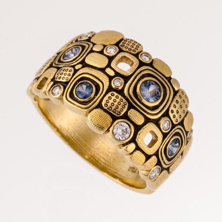Customizable Alex Sepkus "Little Windows" Dome Ring with Blue Sapphires ...