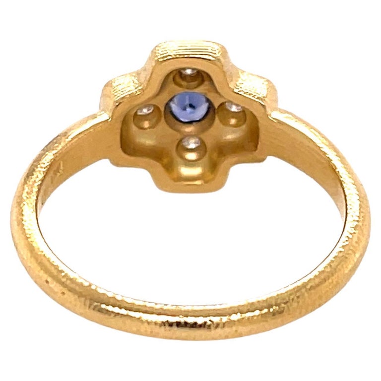 Alex Sepkus Sapphire and Diamond "Little Cross" Ring 18k Yellow Gold ...