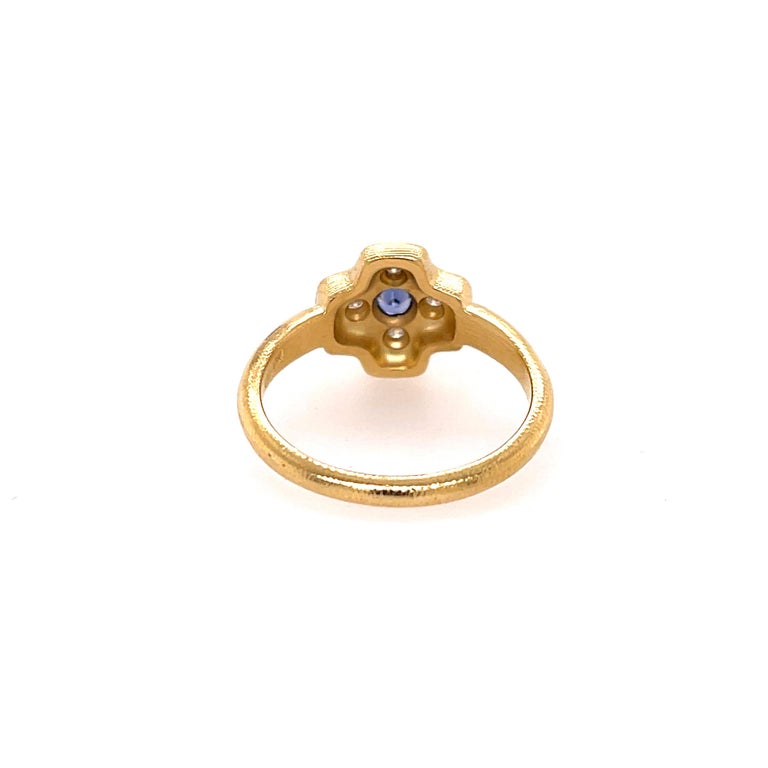 Alex Sepkus Sapphire and Diamond "Little Cross" Ring 18k Yellow Gold ...