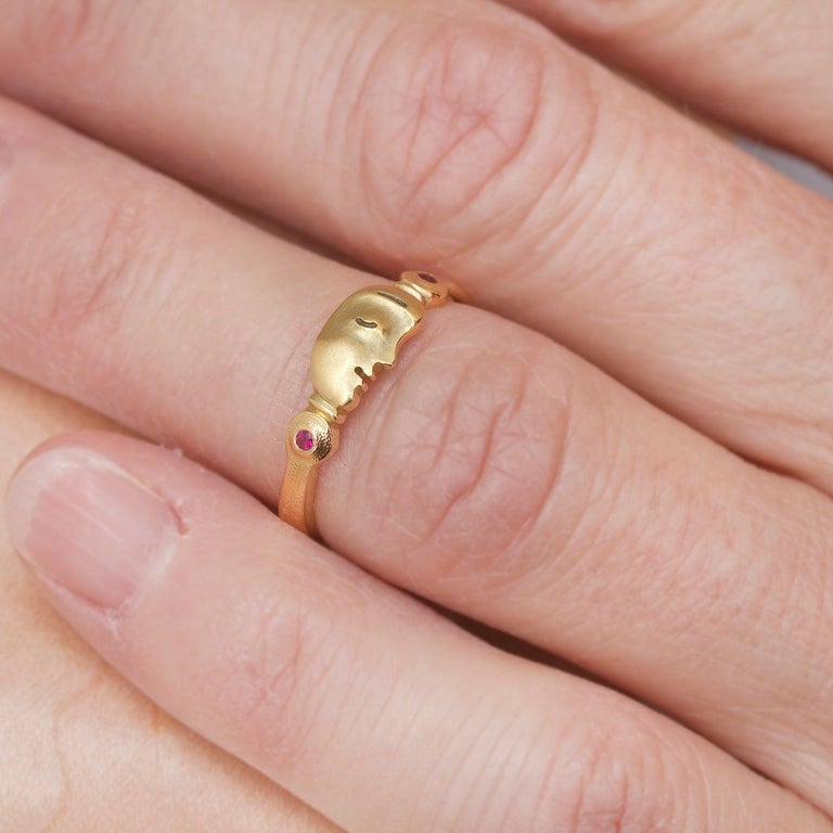 Customizable Alex Sepkus "The Big Sleep" Dome Ring with Ruby in 18 ...