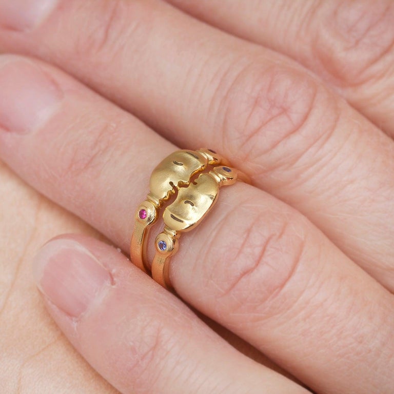 Customizable Alex Sepkus "The Big Sleep" Dome Ring with Ruby in 18 ...