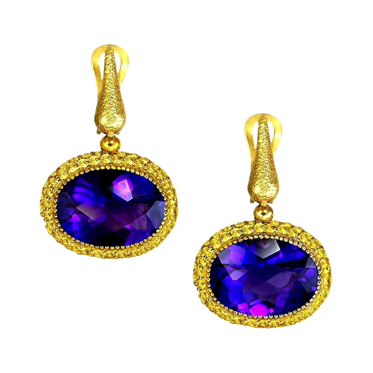 One-of-a-Kind 160 Carat Ruby Peridot Oxidized Setting Drop Earrings For ...
