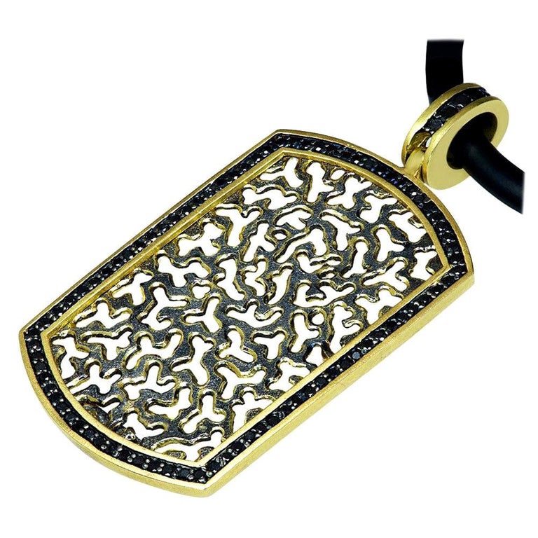 Alex Soldier Diamond Gold Tag Pendant Necklace on Chain One of a Kind ...