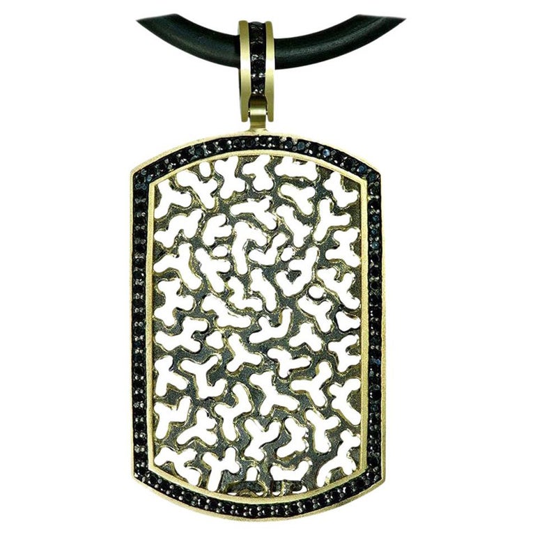 Alex Soldier Diamond Gold Tag Pendant Necklace on Chain One of a Kind ...