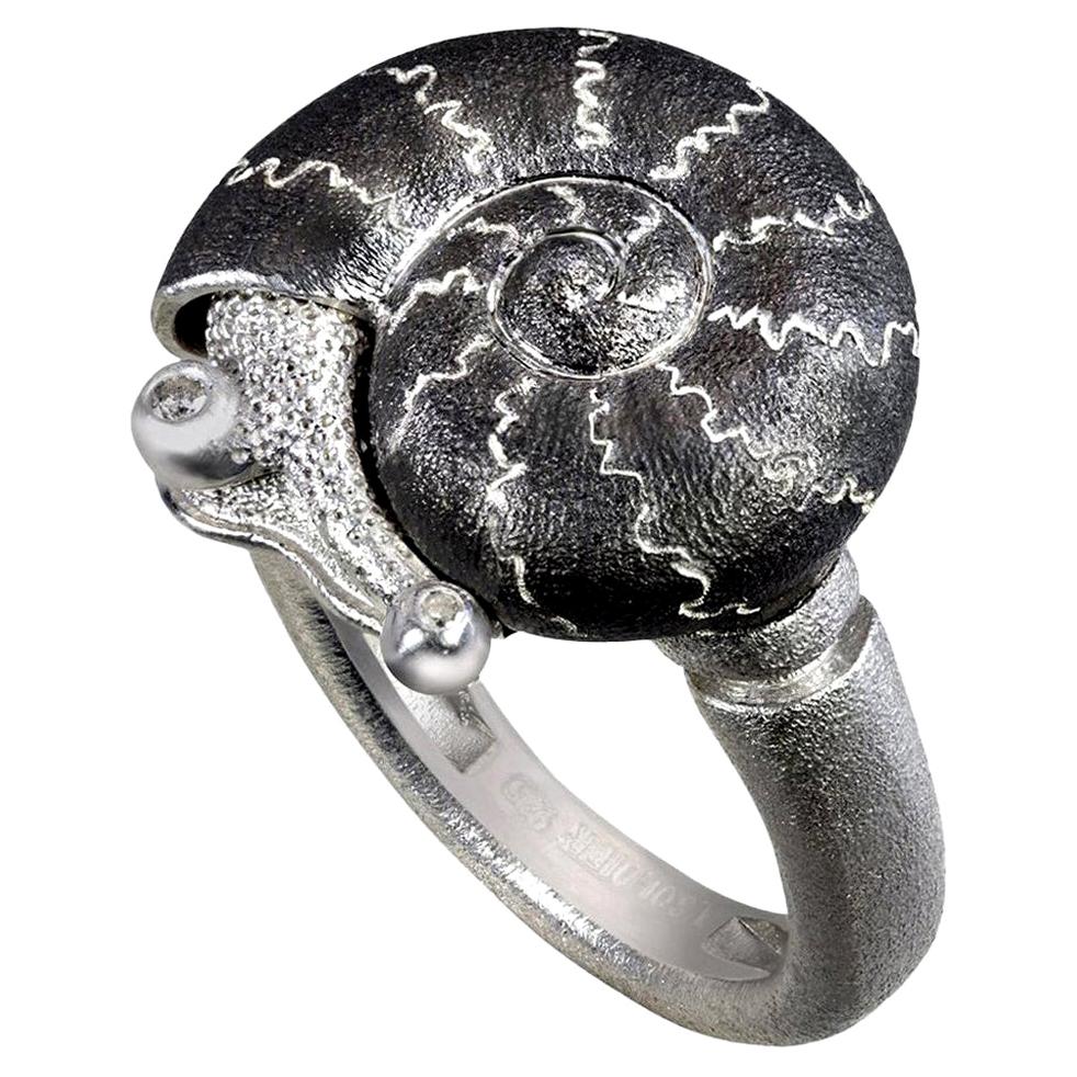 Alex Soldier Diamond Sterling Silver Little Snail Ring at 1stDibs