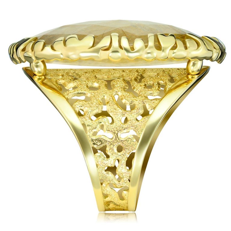 Alex Soldier Gold Fine Lace Ring with Rutilated Quartz One of a Kind ...