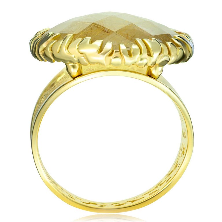 Alex Soldier Gold Fine Lace Ring with Rutilated Quartz One of a Kind ...