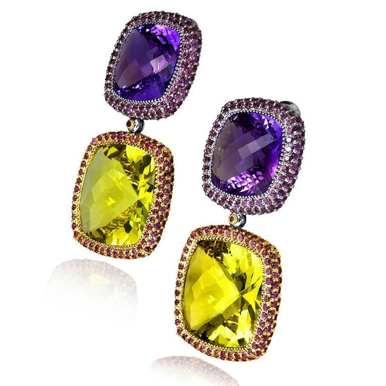 Alex Soldier Lemon Citrine Amethyst Garnet 18 Karat Gold Royal Drop ...