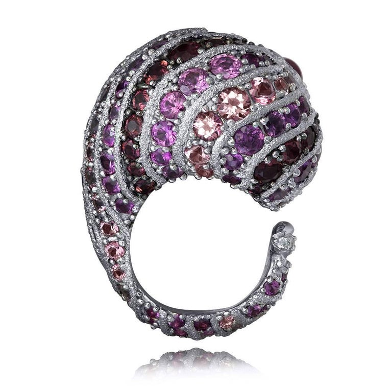 Alex Soldier Sapphire Tourmaline Diamond Topaz Ruby Snail Ring One of a ...