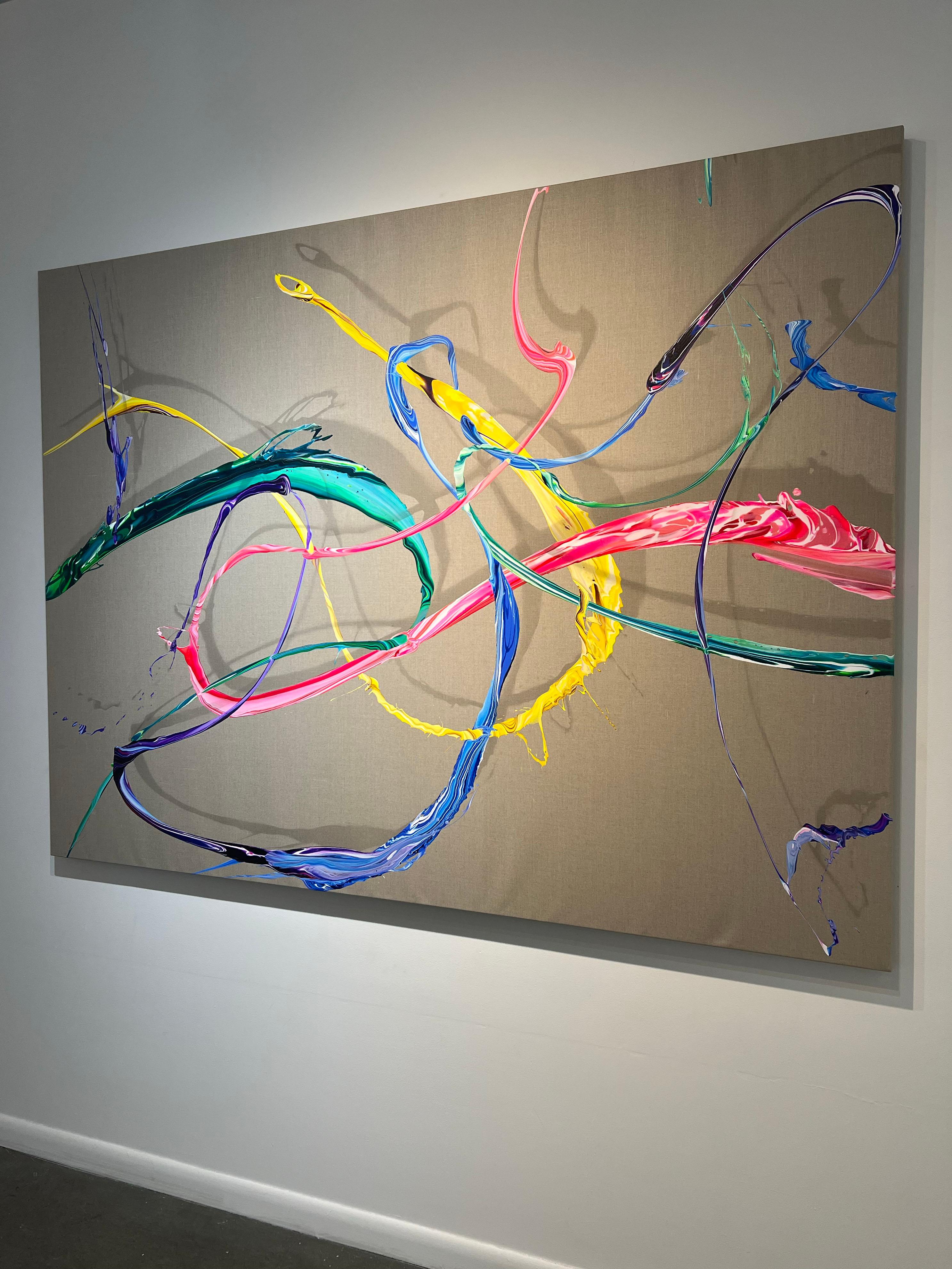 Alex Voinea - AV 895 - A Liquid Abstraction in Pink, Yellow, Blue, and ...