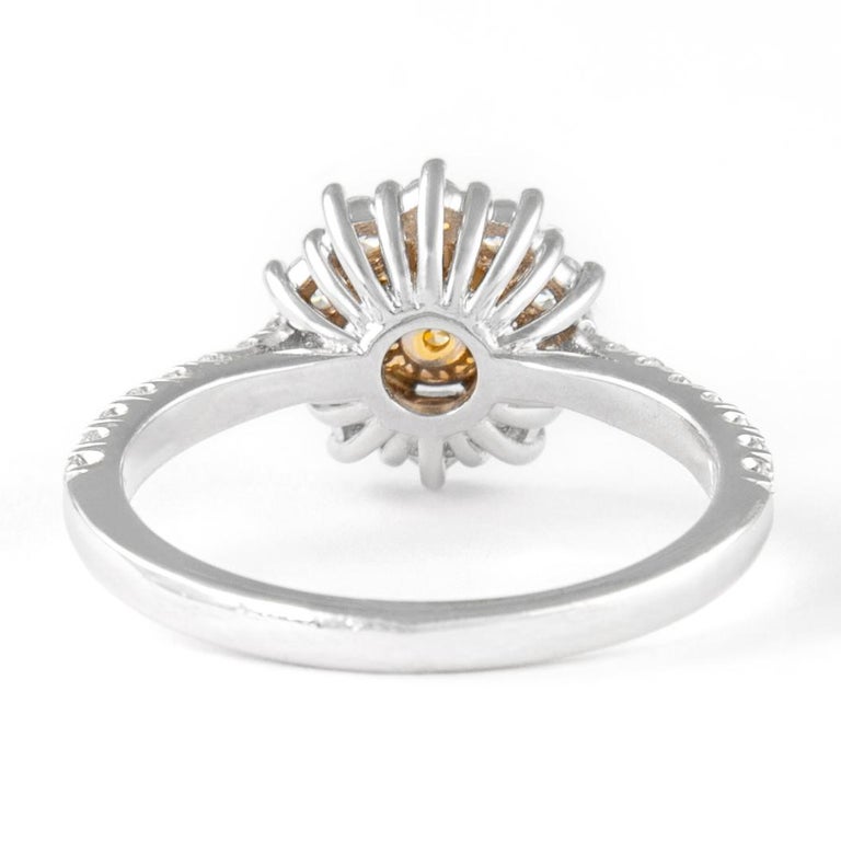 Alexander 0.90ctt Fancy Yellow Round Diamond with Halo Ring 18k Two ...