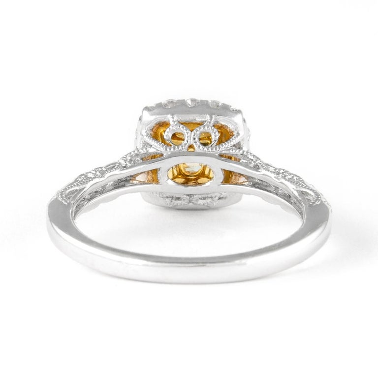 Alexander 1.01ct Fancy Intense Yellow Cushion Diamond with Halo Ring ...