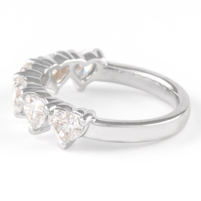 Alexander 1.84ct Heart Diamond D-F VVS2/VS1 Half Eternity Band Platinum For Sale at 1stDibs