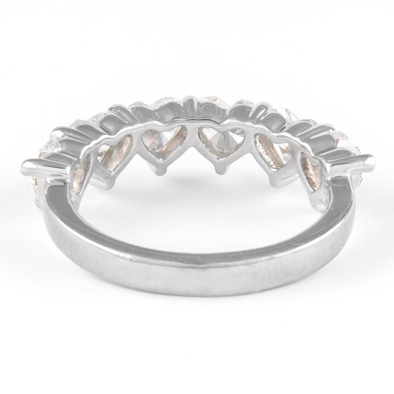 Alexander 1.84ct Heart Diamond D-F VVS2/VS1 Half Eternity Band Platinum For Sale at 1stDibs