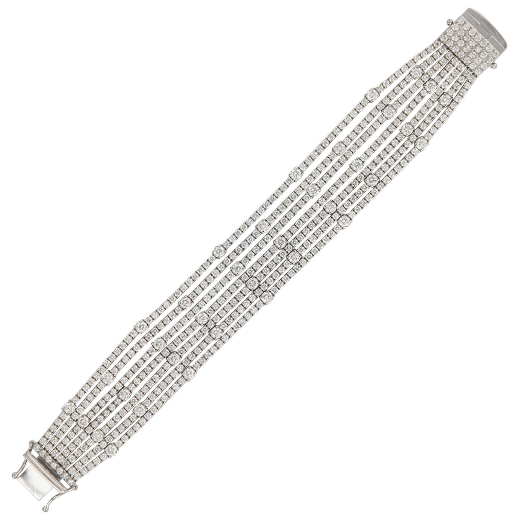 Fancy Pink And White 3 Row Tennis Diamond Bracelet 18 82 Carat P