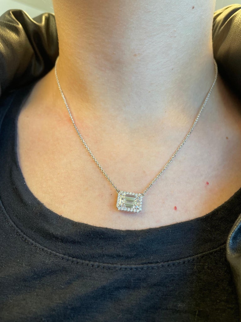 Alexander 2.49ct E VS1 Emerald Cut Diamond 18k White Gold Pendant ...