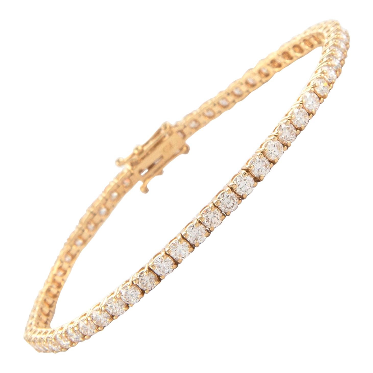 Diamond Tennis Bracelet 7 12 Carat 18 Carat Yellow Gold 25 260