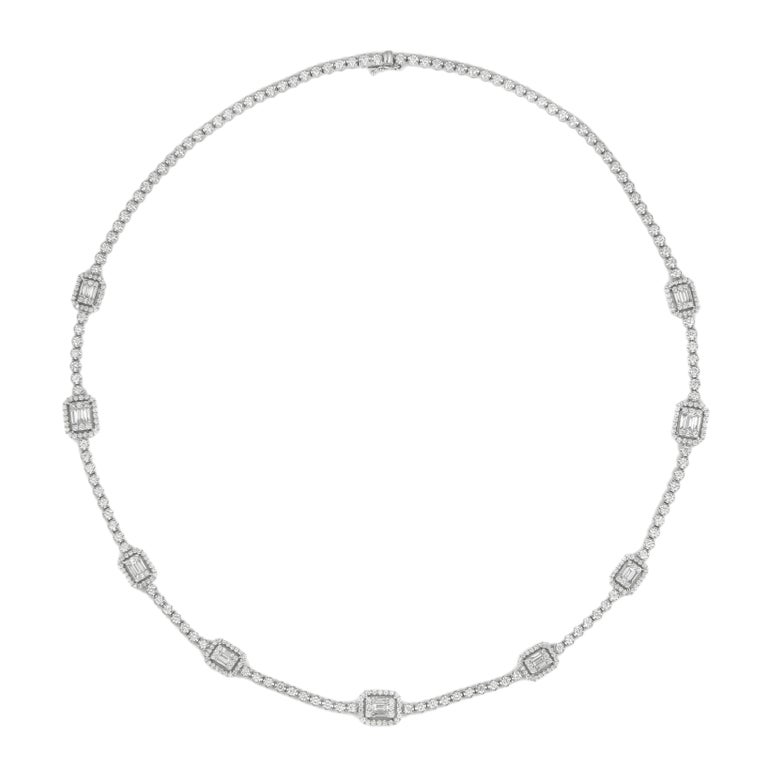 Alexander 5.88 Carat Diamond Tennis Necklace 18 Karat White Gold For ...