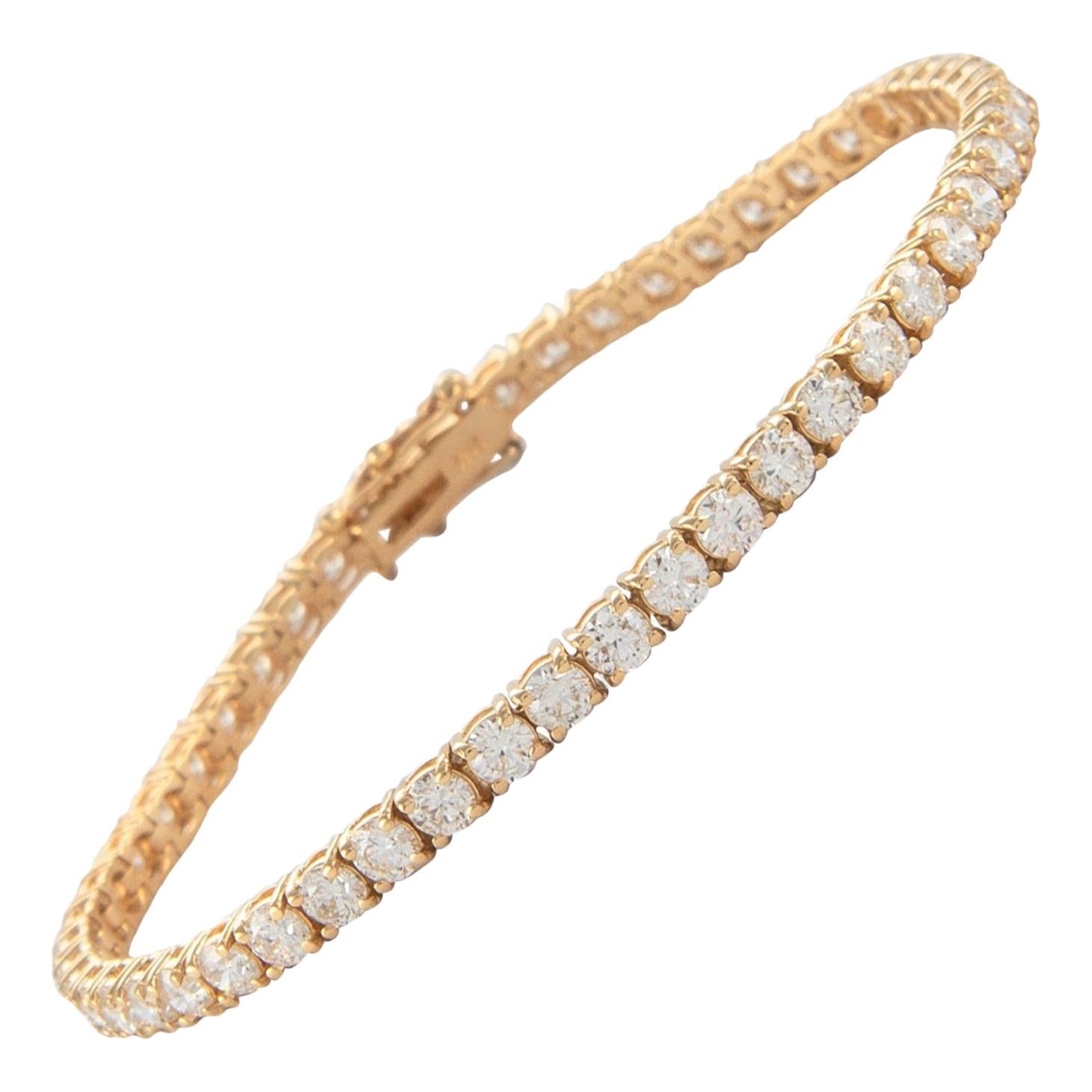 Diamond Tennis Bracelet 7.12 Carat 18 Carat Yellow Gold $25,260 ...
