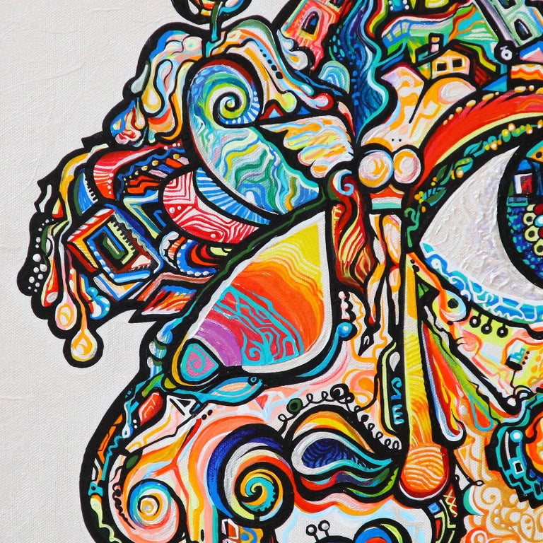 Alexander Arshansky - Biomorphic Cubist Painting, "Burning Bridges" For ...