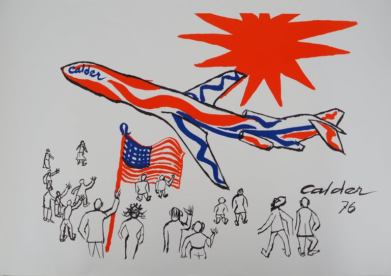 Alexander Calder - Flying Colors : Plane under Red Sun - Original ...